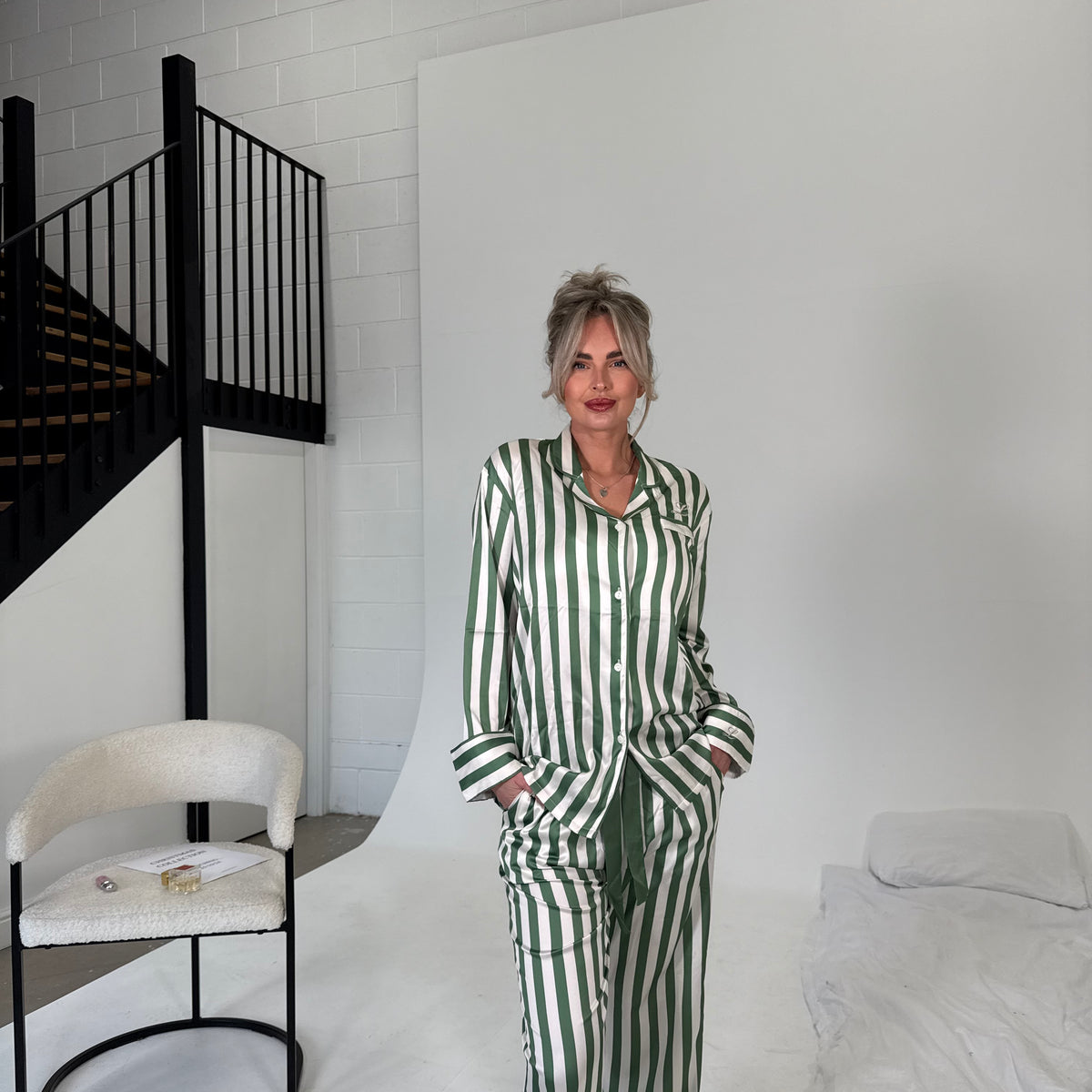 Luxury Green Stripe Pyjamas – Sweet Dreams Sleepwear